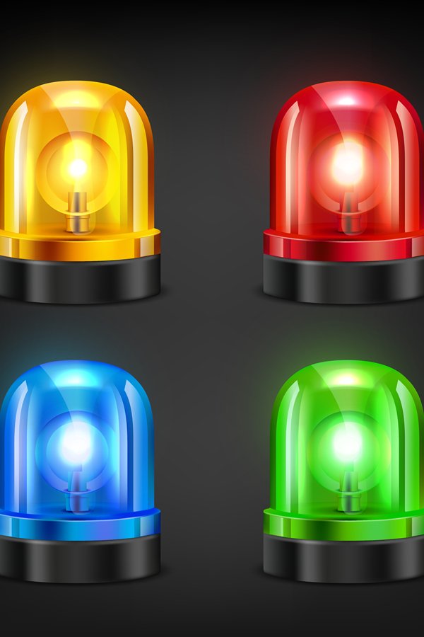 Colored sirens. Various colors of police or fire siren