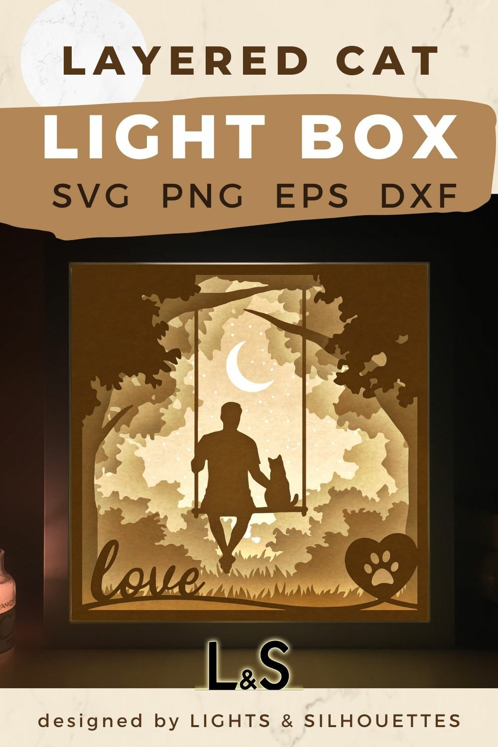 Cat Shadow Box Svg | 3D Layered Papercut File