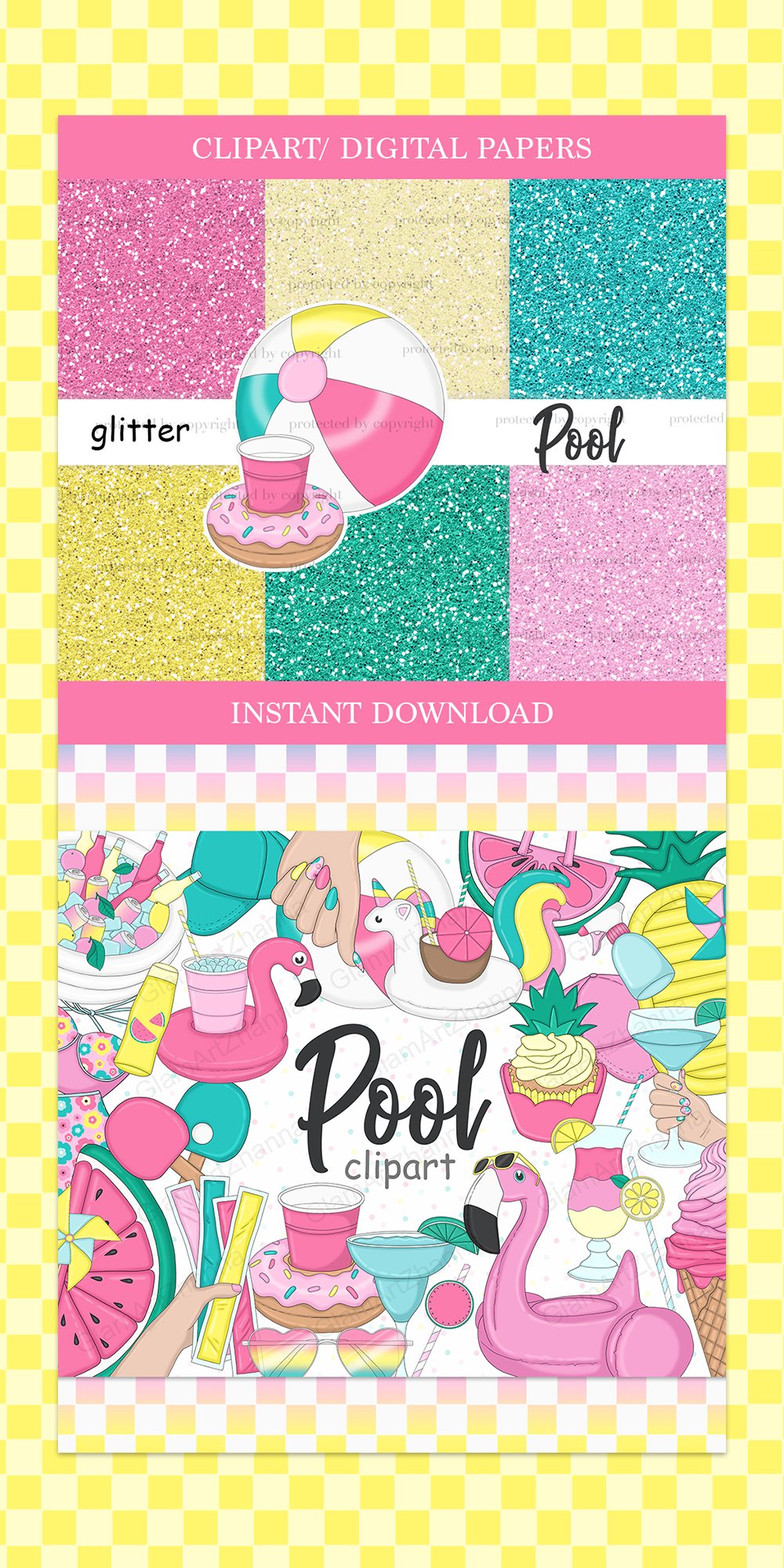 Pool Digital Paper | Summer Textures Bundle