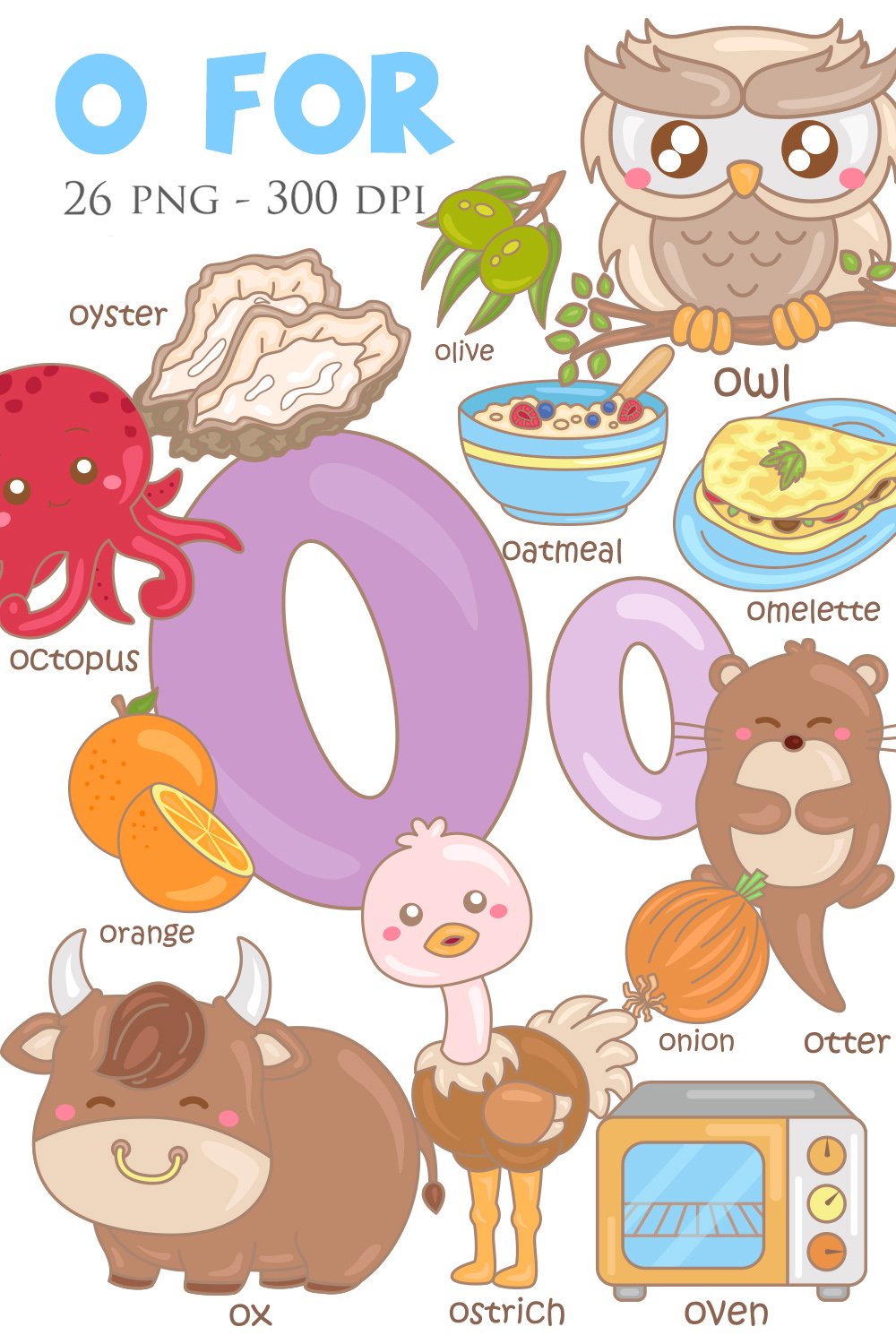 Alphabet O For Vocabulary Reading Illustration Vector Kids