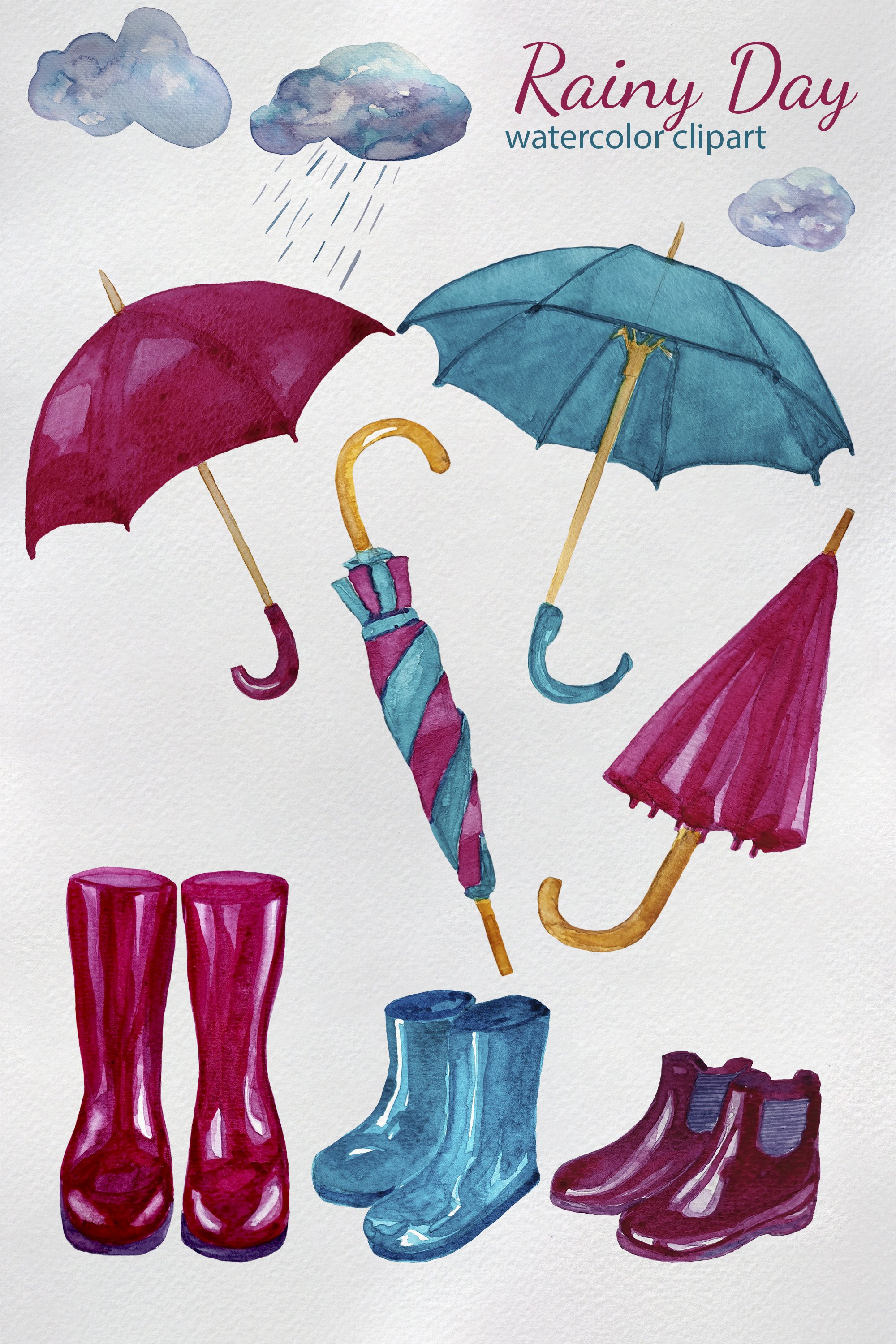 Rainy Day Watercolor Clipart (533984)