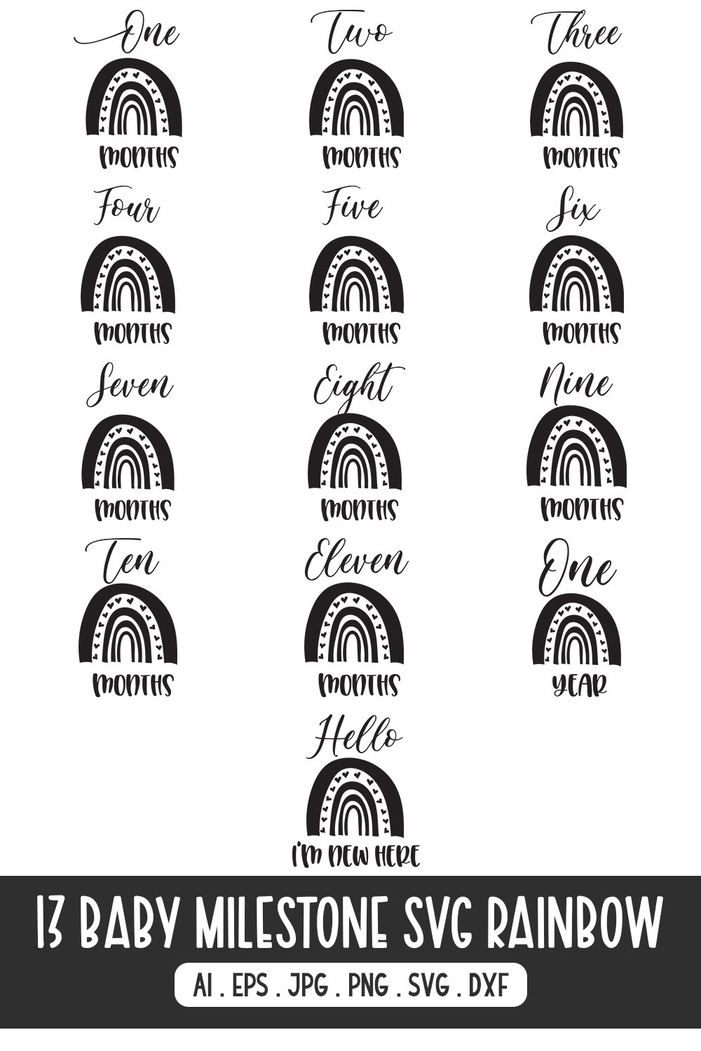 Baby Milestone SVG card sticker files vol. 3 | 13 variations