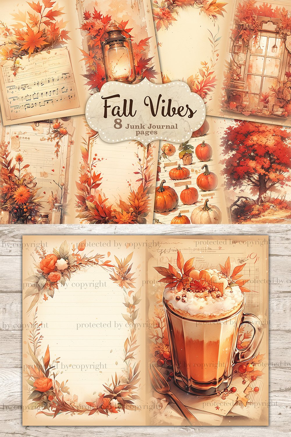 Fall Vibes Junk Journal Paper | Autumn Art Journal
