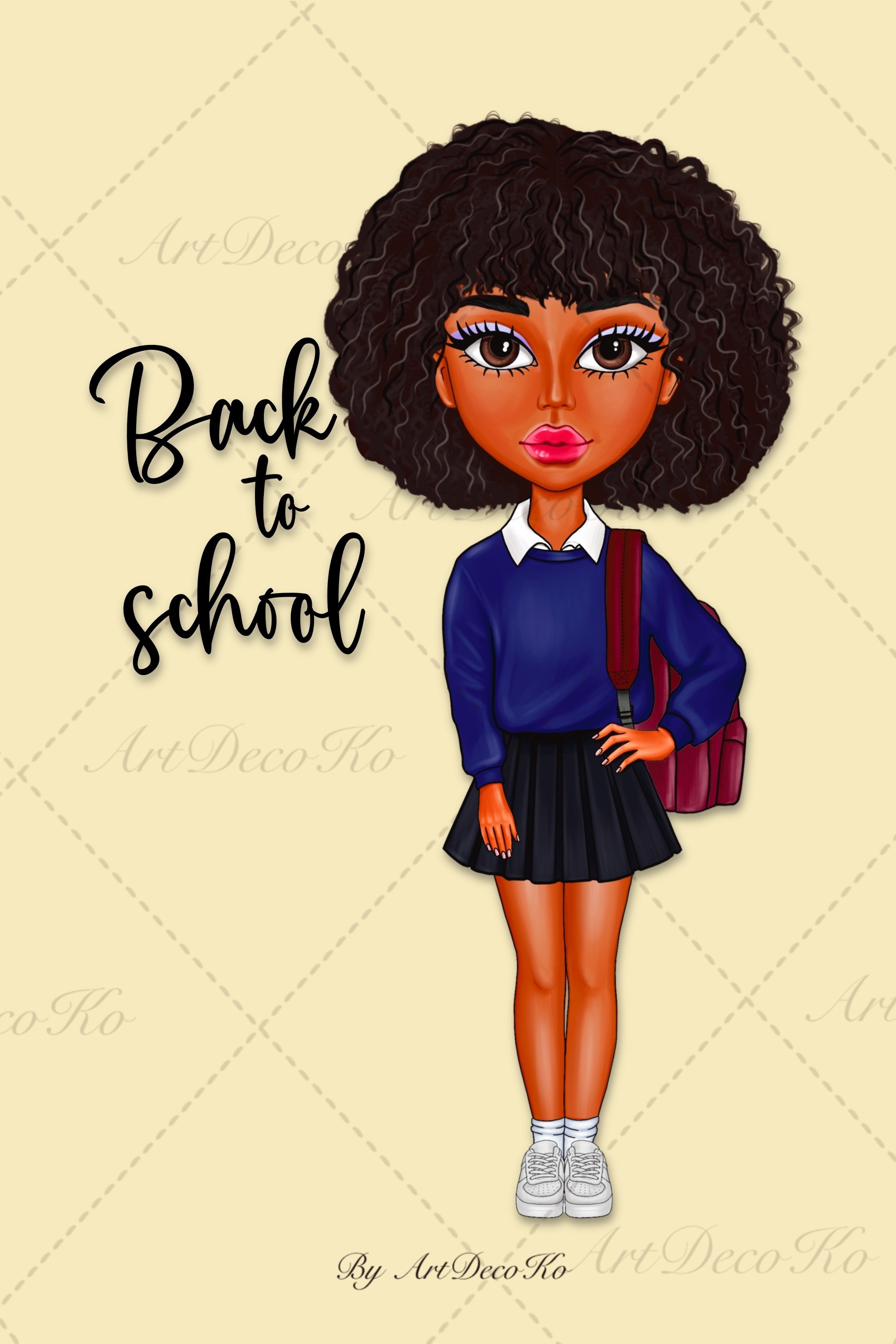 Schoolgirl, student clipart, Back to school