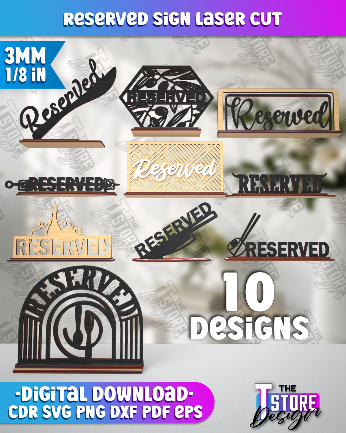 Reserved Sign Laser Cut Bundle, Reserved Sign For Restaurant