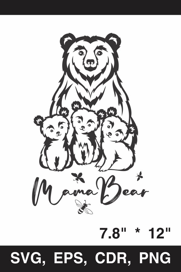 Mama Bear and Three Cubs - Mother's Day SVG