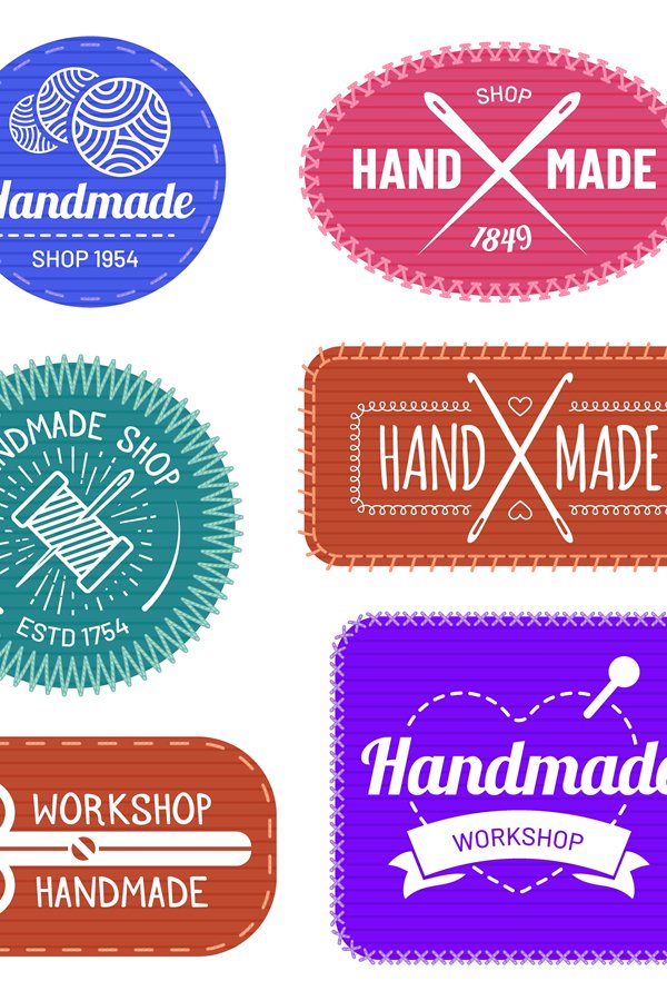 Handmade badges logo, graphic logotype tag label