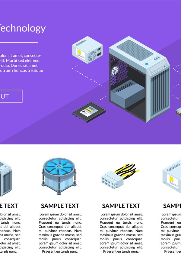 Vector isometric electronic devices website page template il