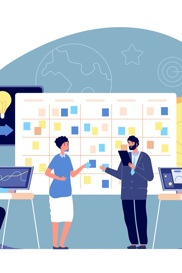 Agile development project. Business management, brainstorm a