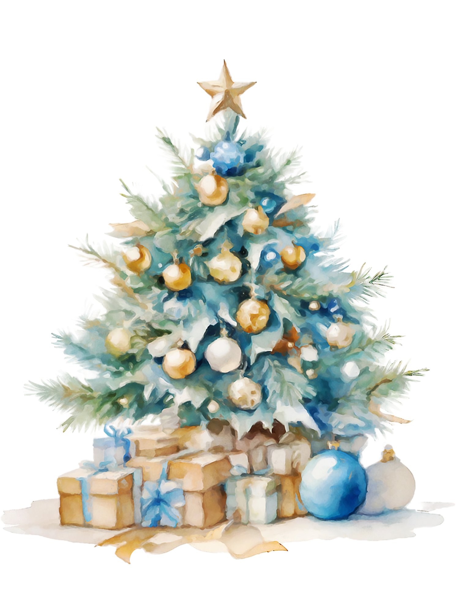 Christmas Tree Sublimation Watercolor Clipart / (2962567)