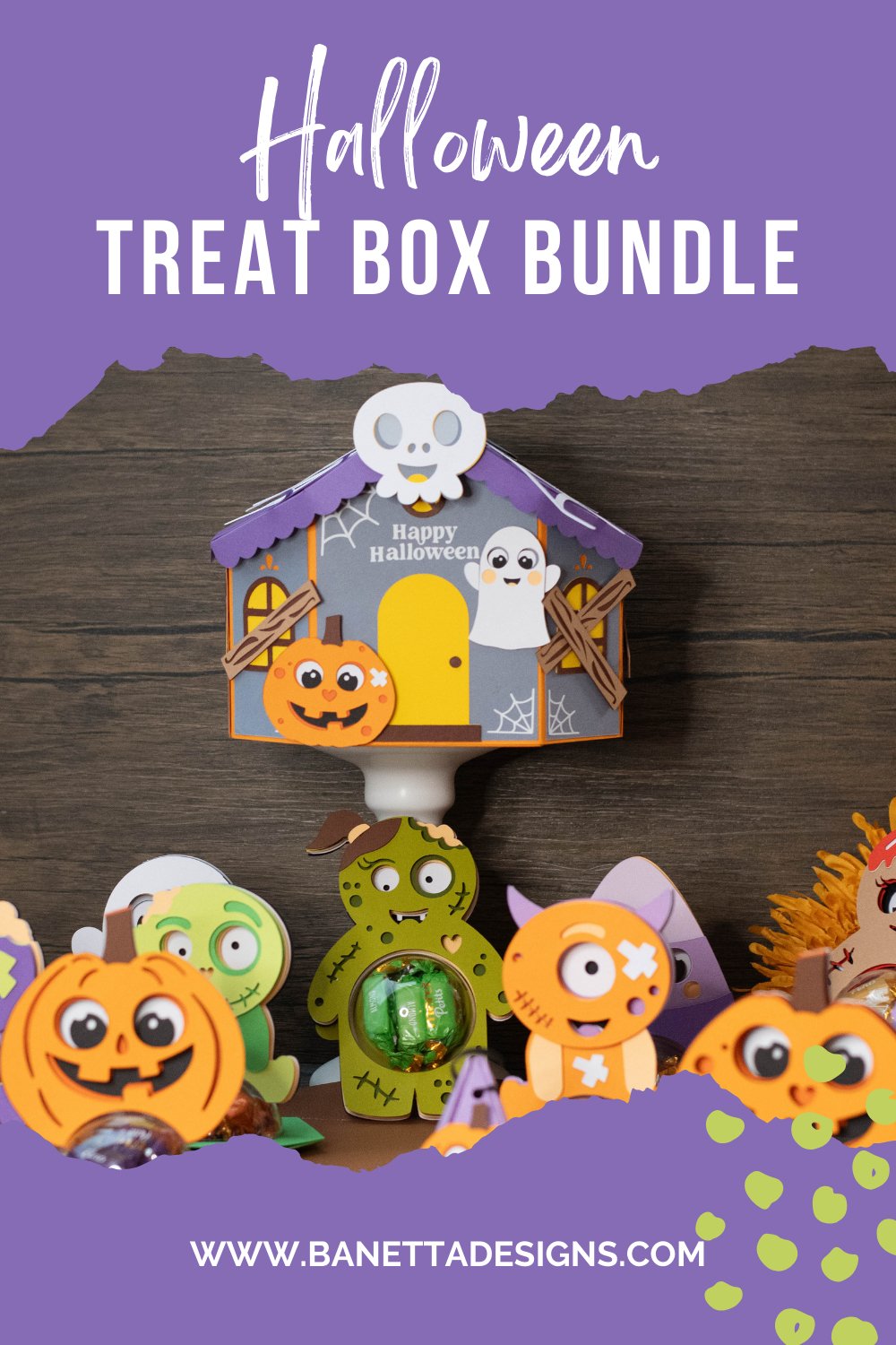 HALLOWEEN BUNDLE with 24 designs, candy holder, treat box