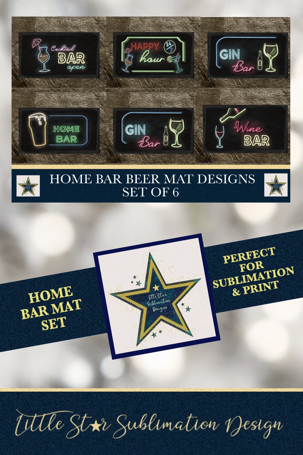 Neon Home Bar Mat Designs
