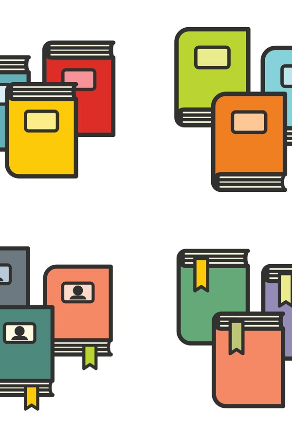 Book icons in line flat style