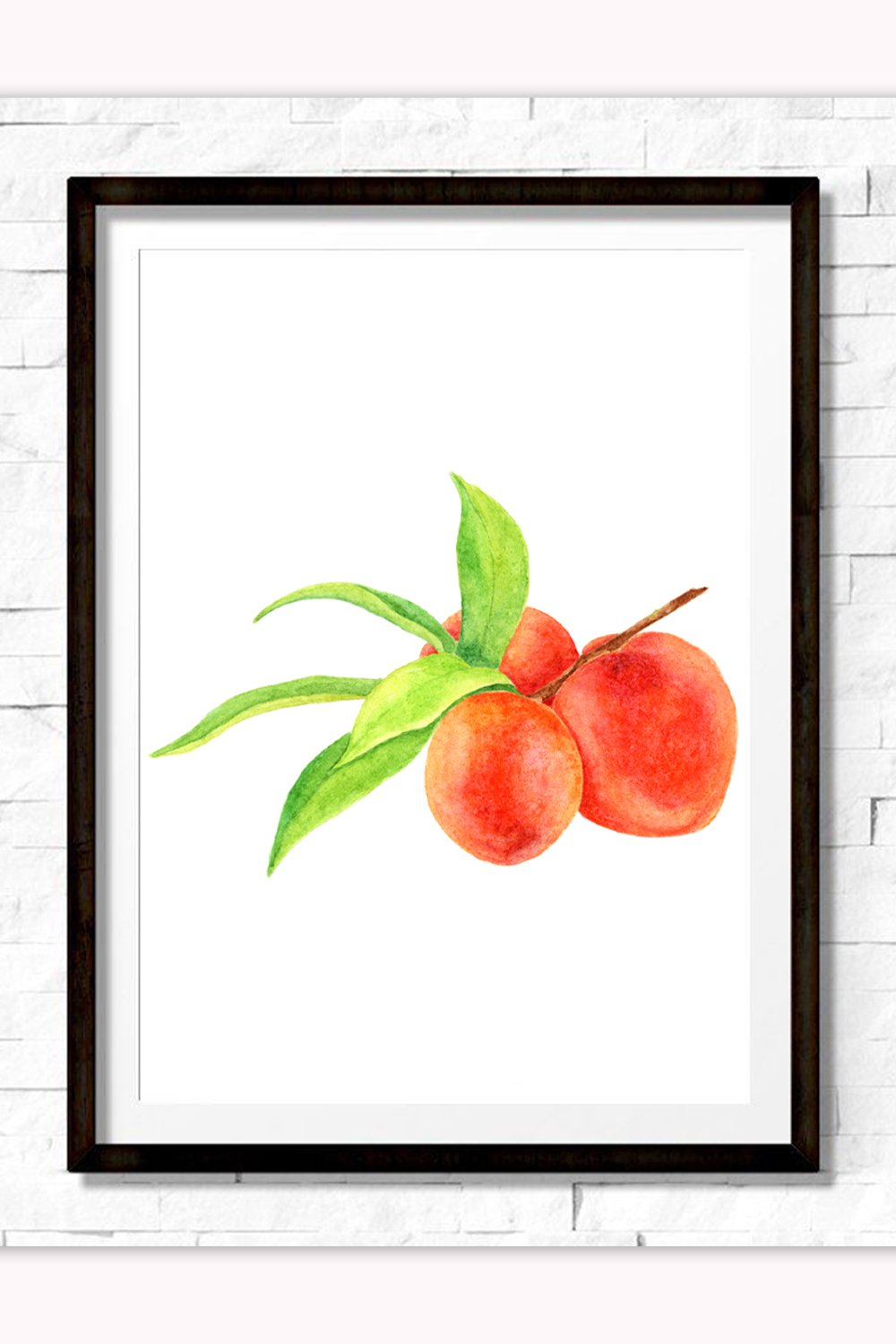 Watercolor Peach Print, Botanical Wall Art, Peach Wall Art