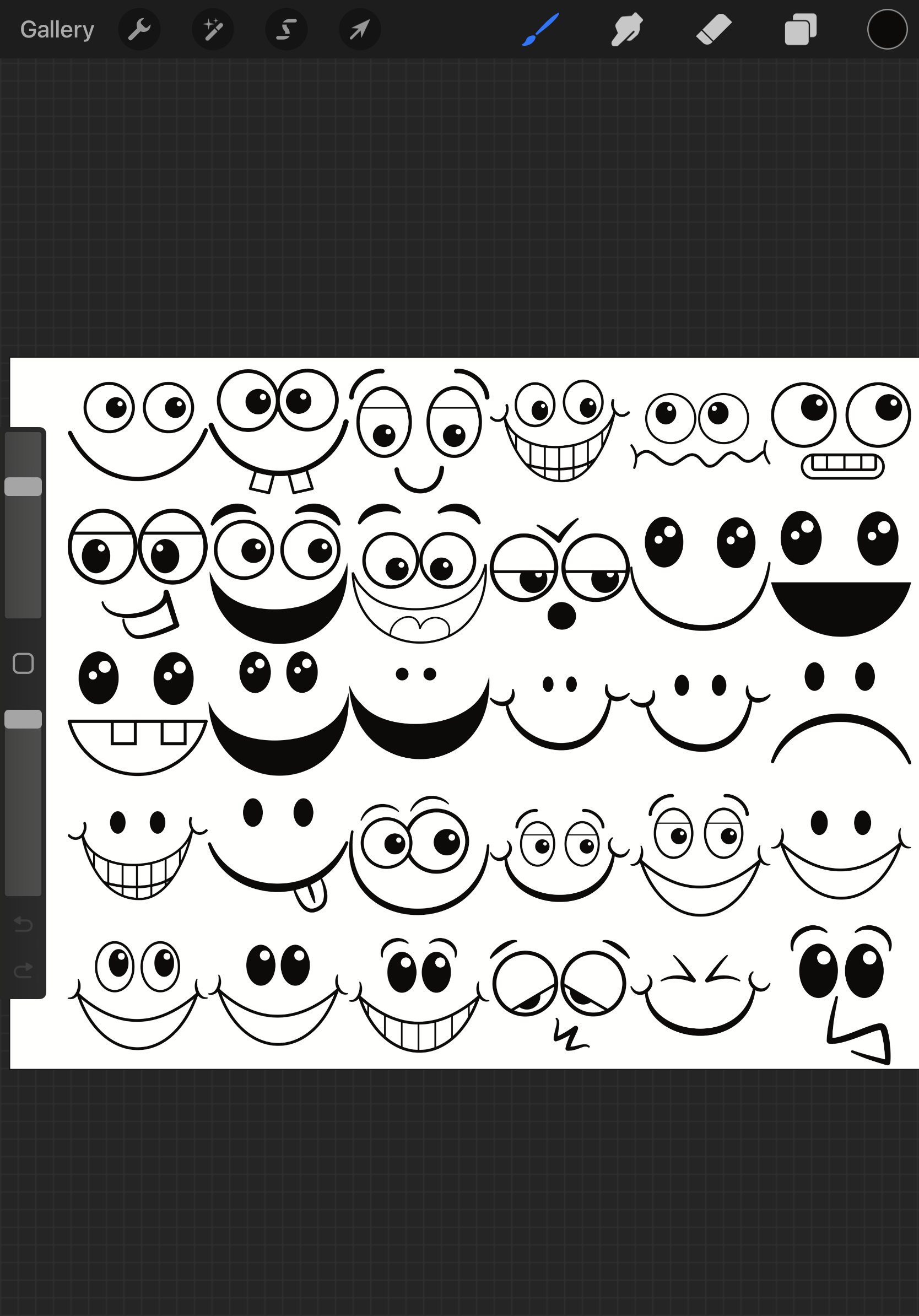 Cartoon Funny Face Procreate Brush Stamp Set 3, 30 Stamps
