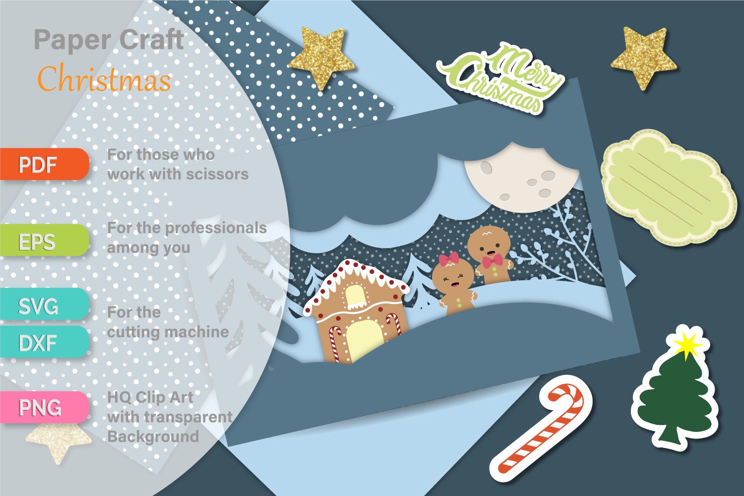 Layered Christmas Card - Paper Craft Cut File