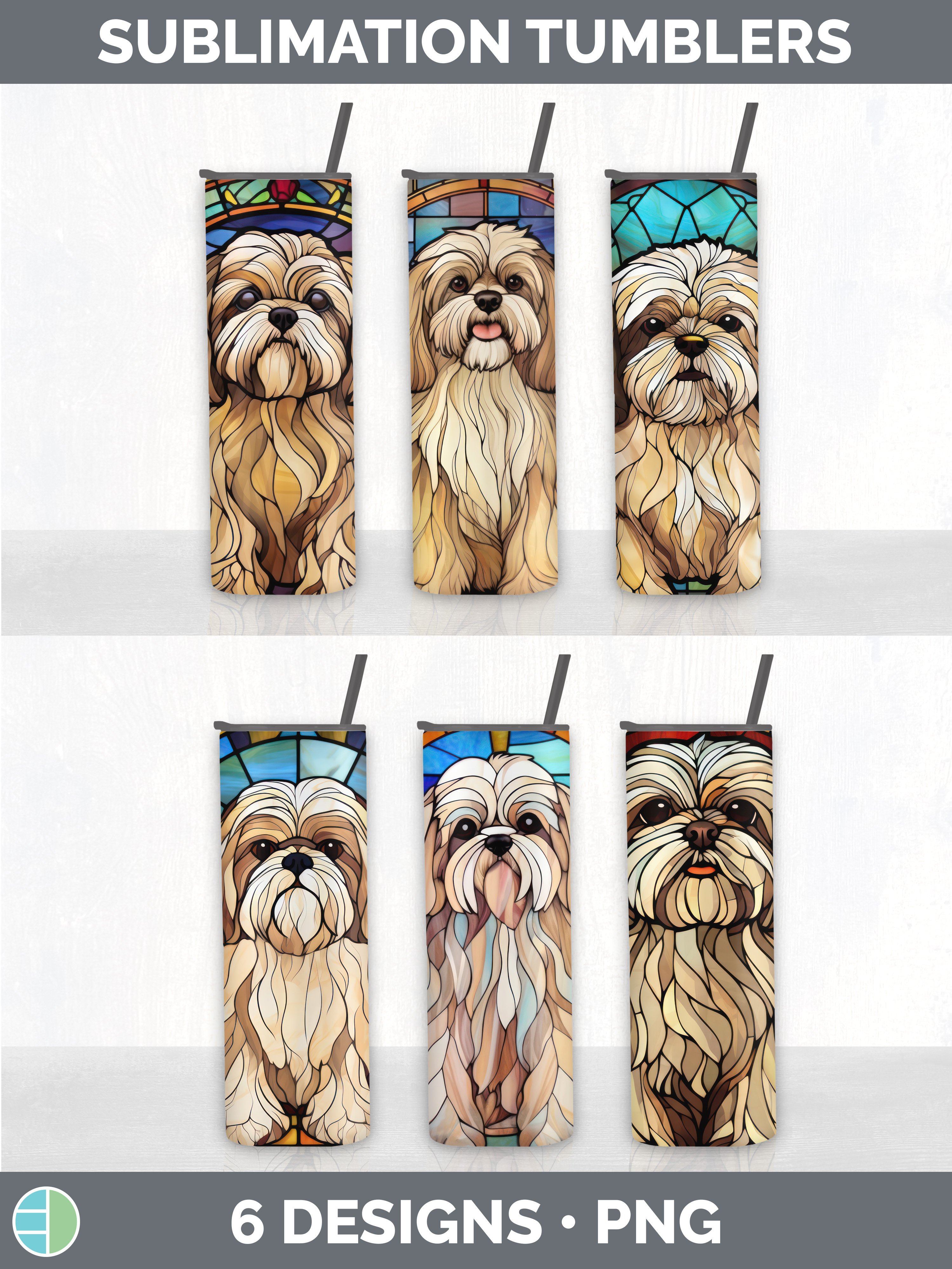Stained Glass Lhasa Apso Dog Tumbler | Sublimation 20 oz Ski