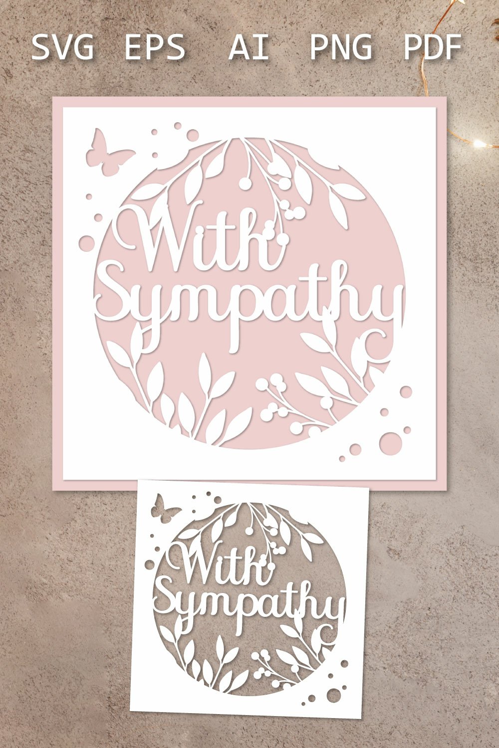 With Sympathy card SVG floral, Paper cutting template card