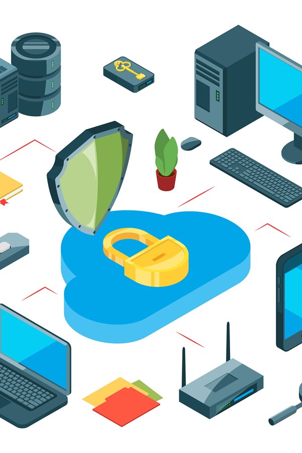 Secure Cloud Storage Isometric Data Storage Vector Concept