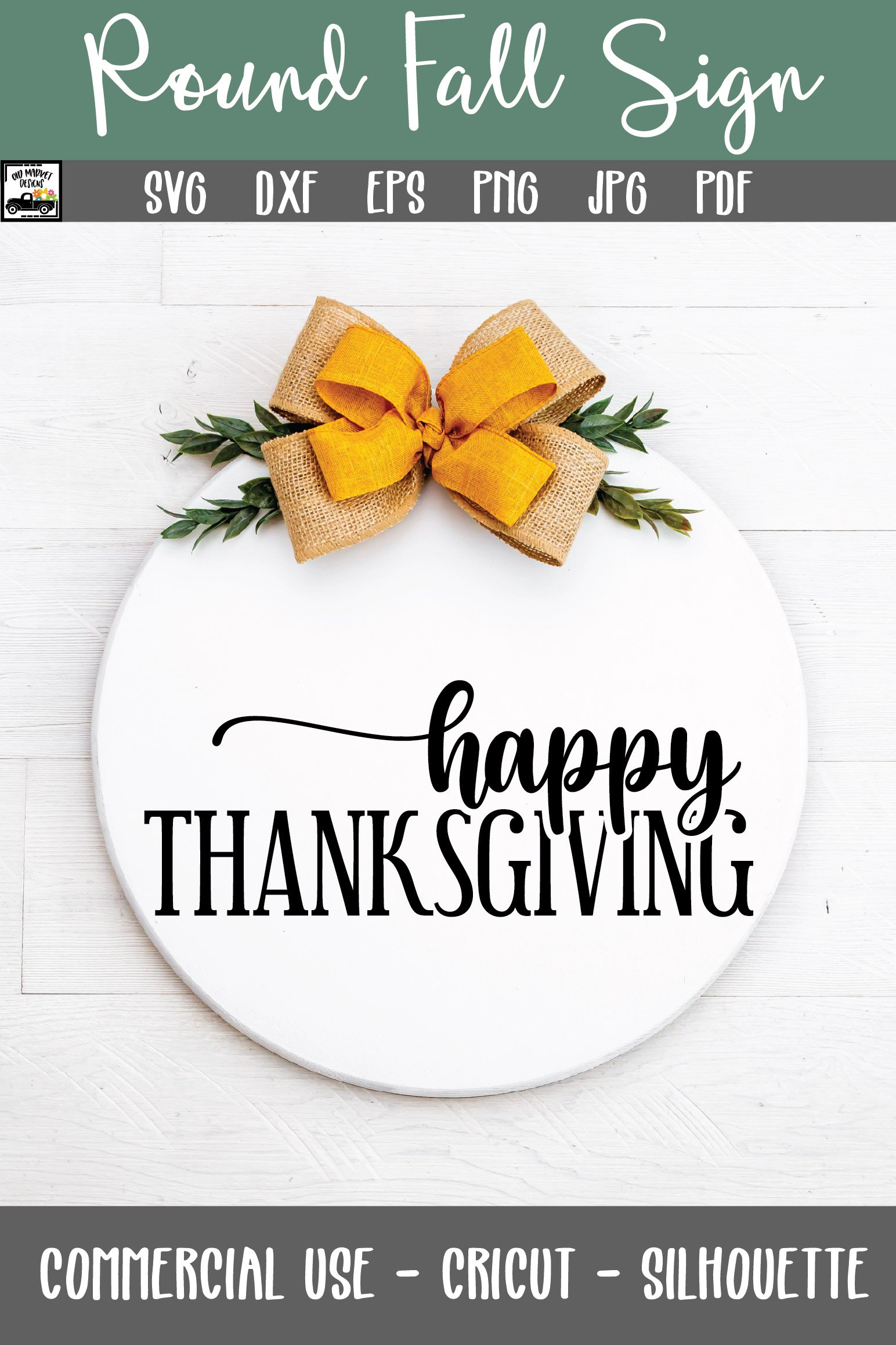 Happy Thanksgiving SVG File | Round Fall Sign SVG File