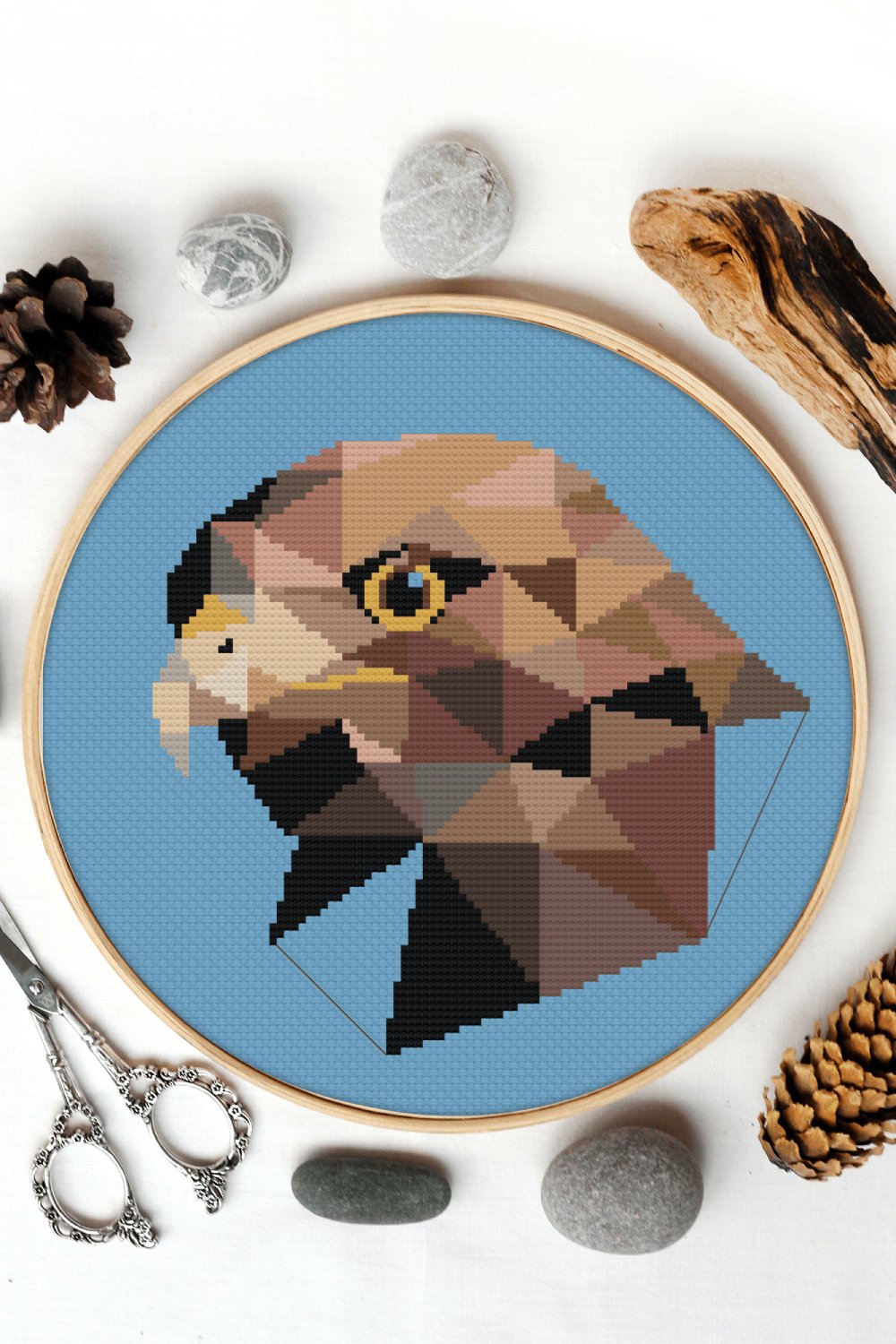 Hawk bird Cross stitch pattern Wild Nature embroidery art