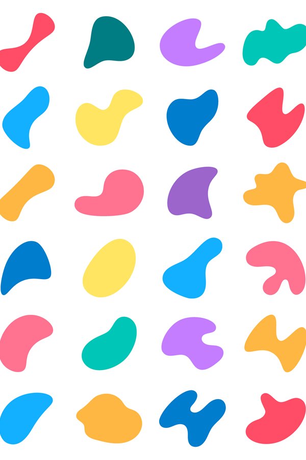 Random blobs. Abstract blob shapes, liquid paint blobs, spre