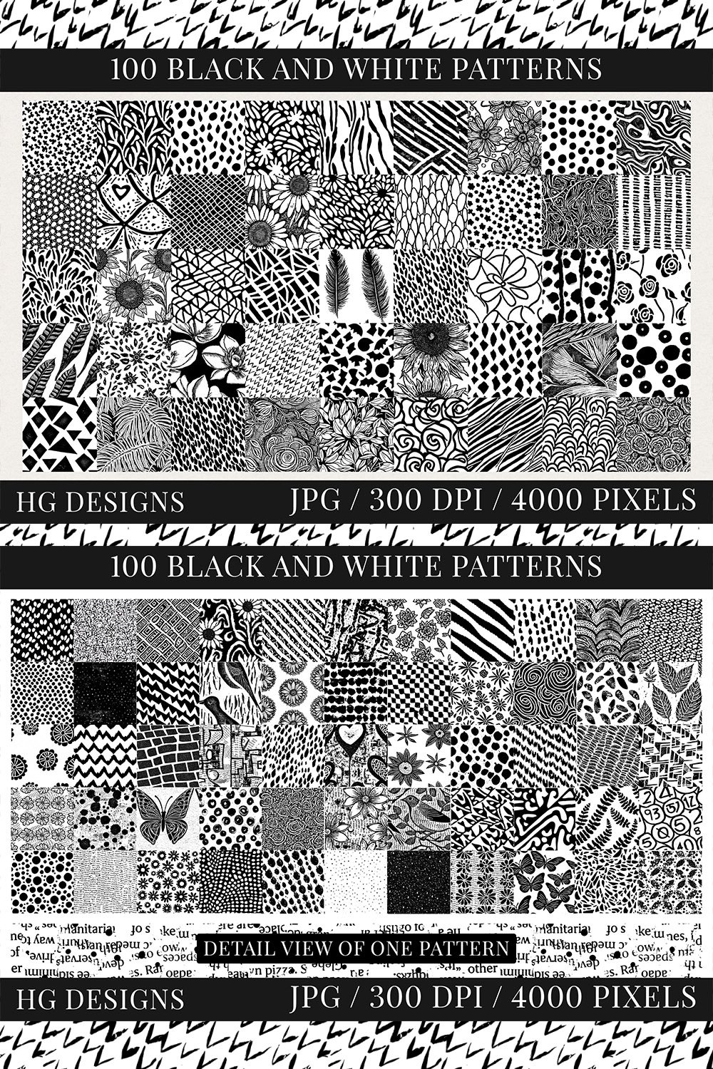 100 Black And White Seamless Tiling Patterns