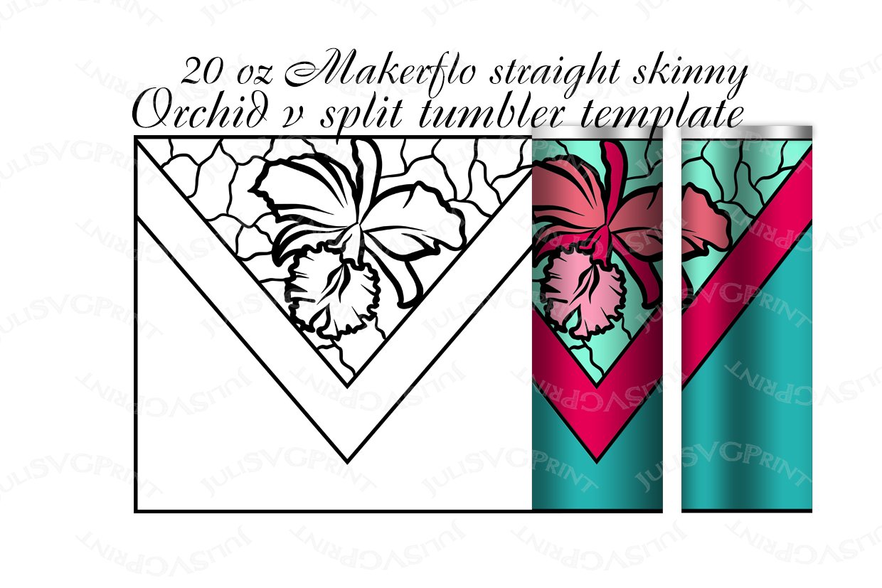 V split Orchid 20 oz straight skinny tumbler template svg