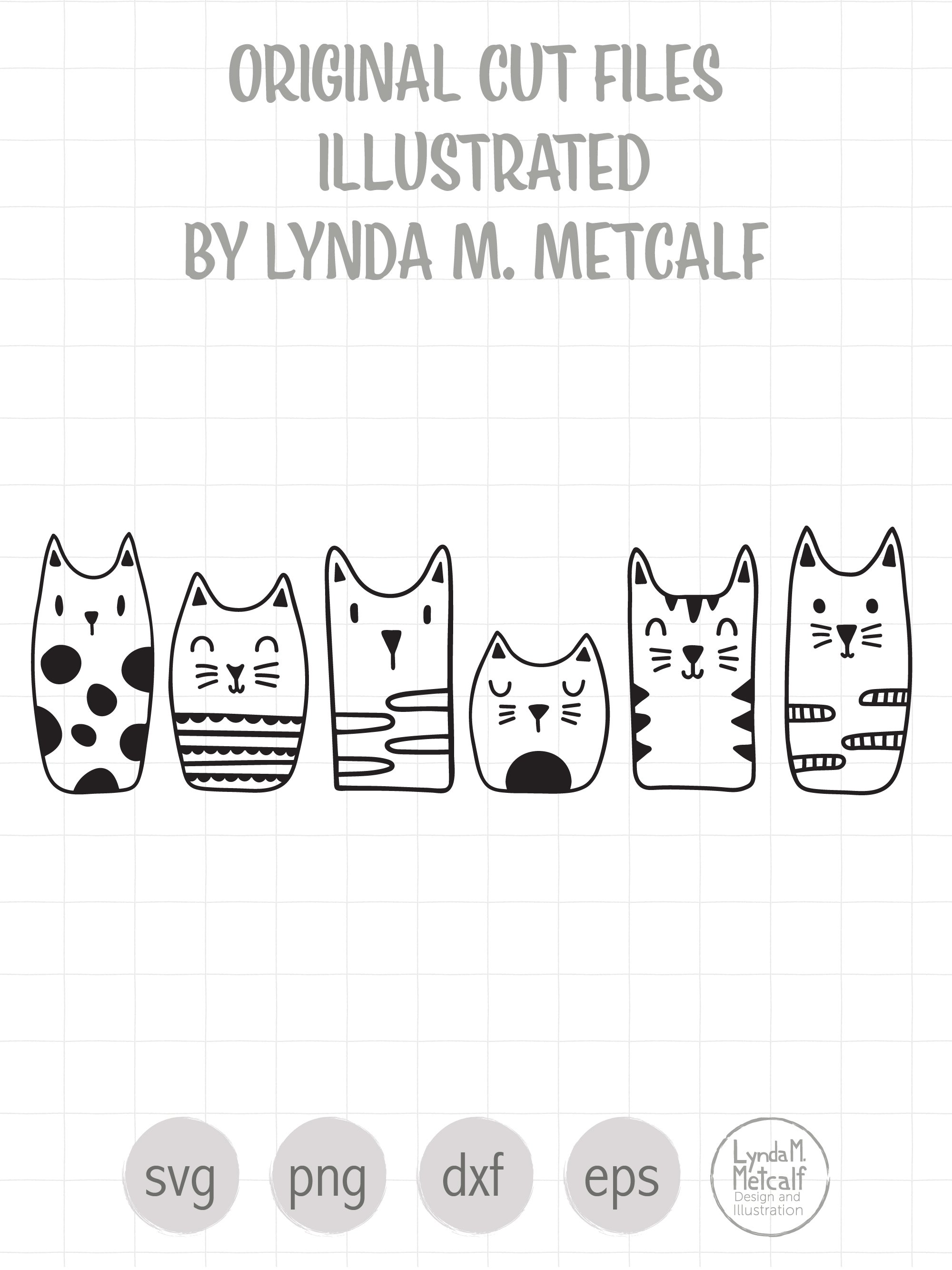 Six Cute Cats SVG Cut File for Cricut, Cats (904270)