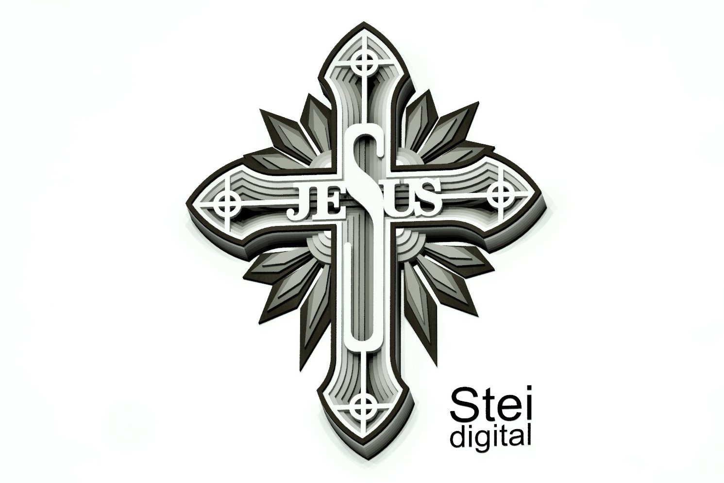 3d layered Jesus cross SVG, DXF files, Cross cut files.