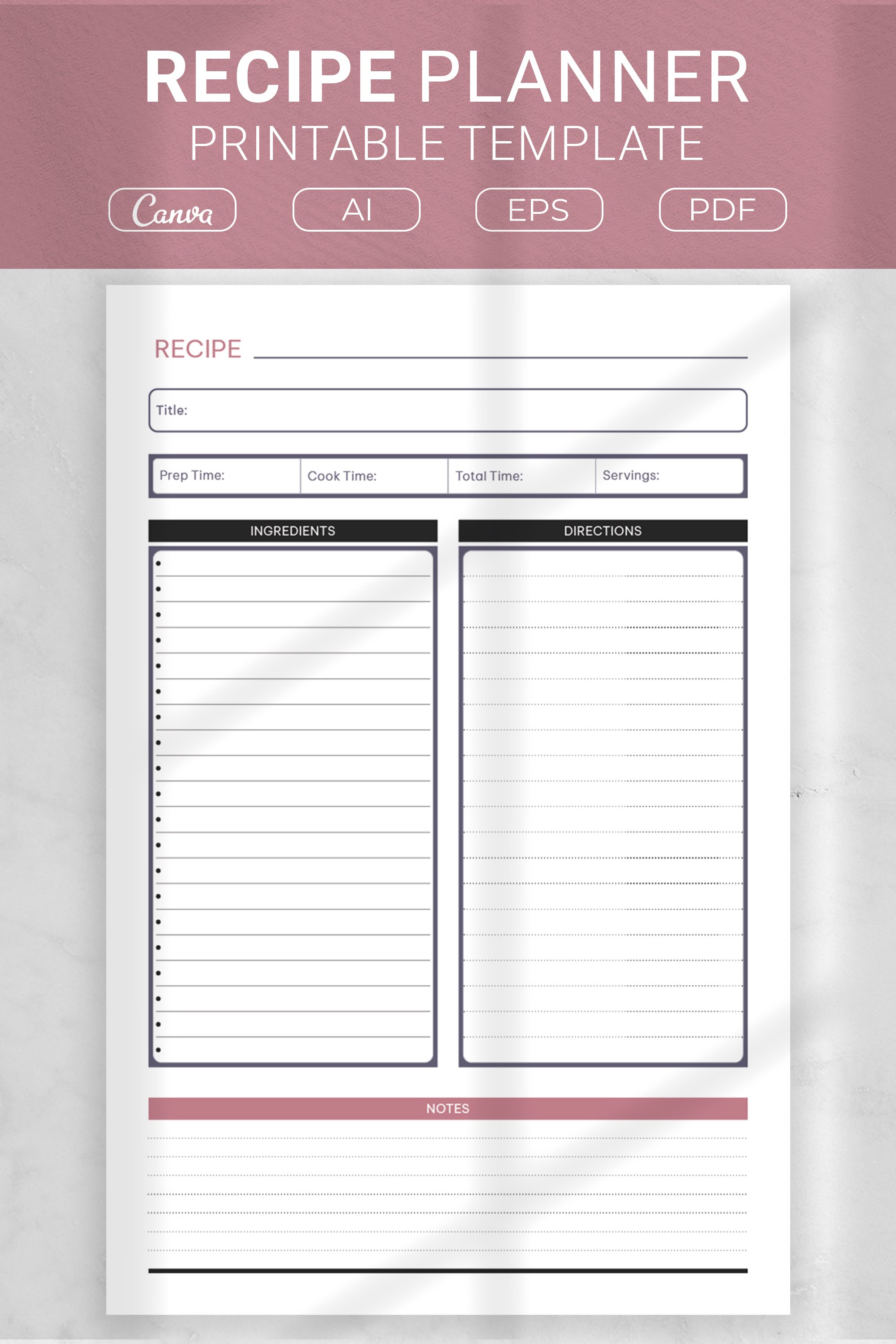 Recipe Planner Printable Template (2717787)