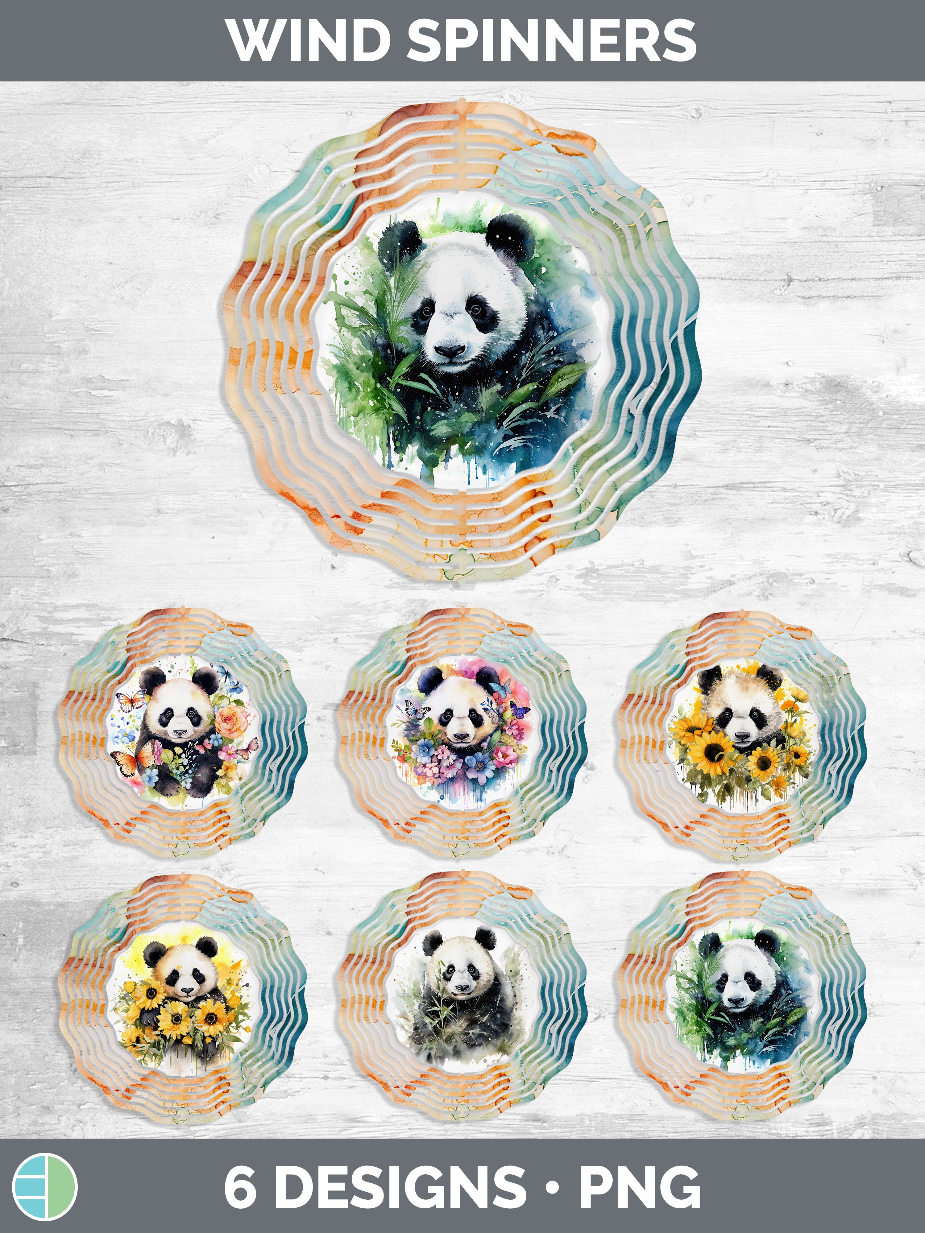Pretty Panda Bear Wind Spinner | Bundle Spinner Designs