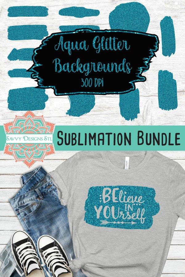 Aqua Glitter Sublimation Backgrounds