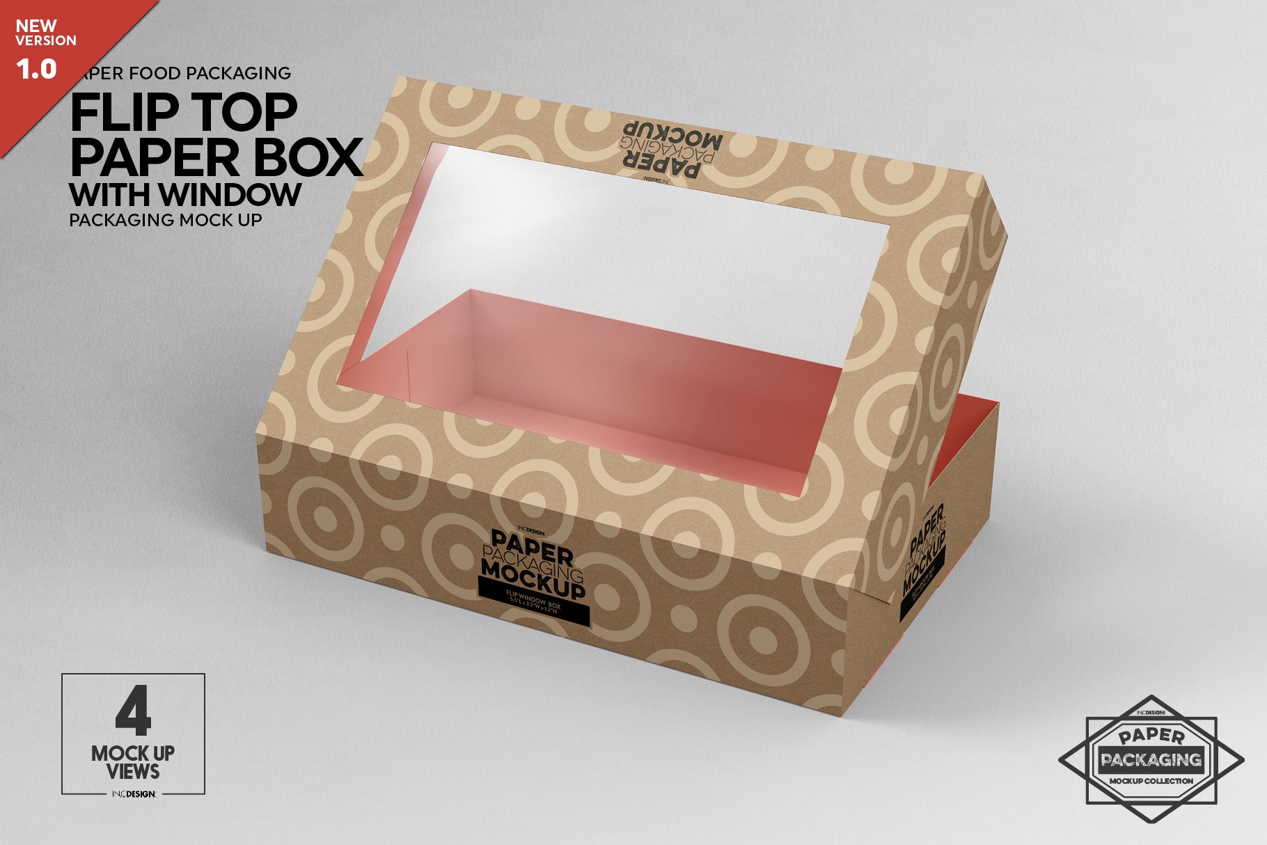 Flip Top Paper Box with Window Packaging Mockup