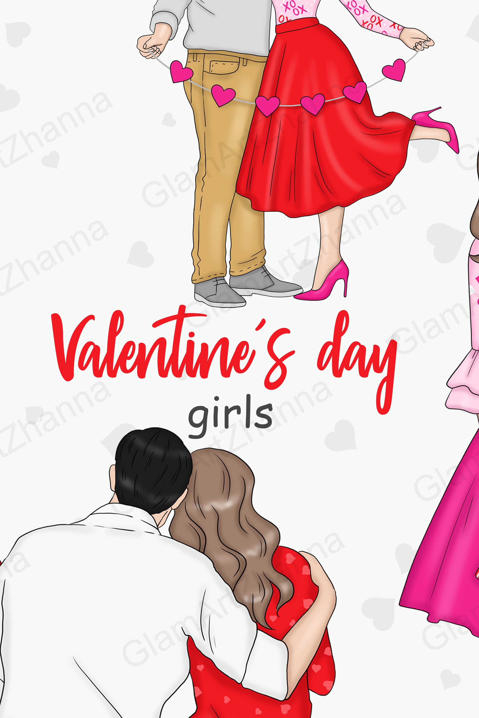 Valentines Day Clip Art PNG | Couple Illustration Bundle