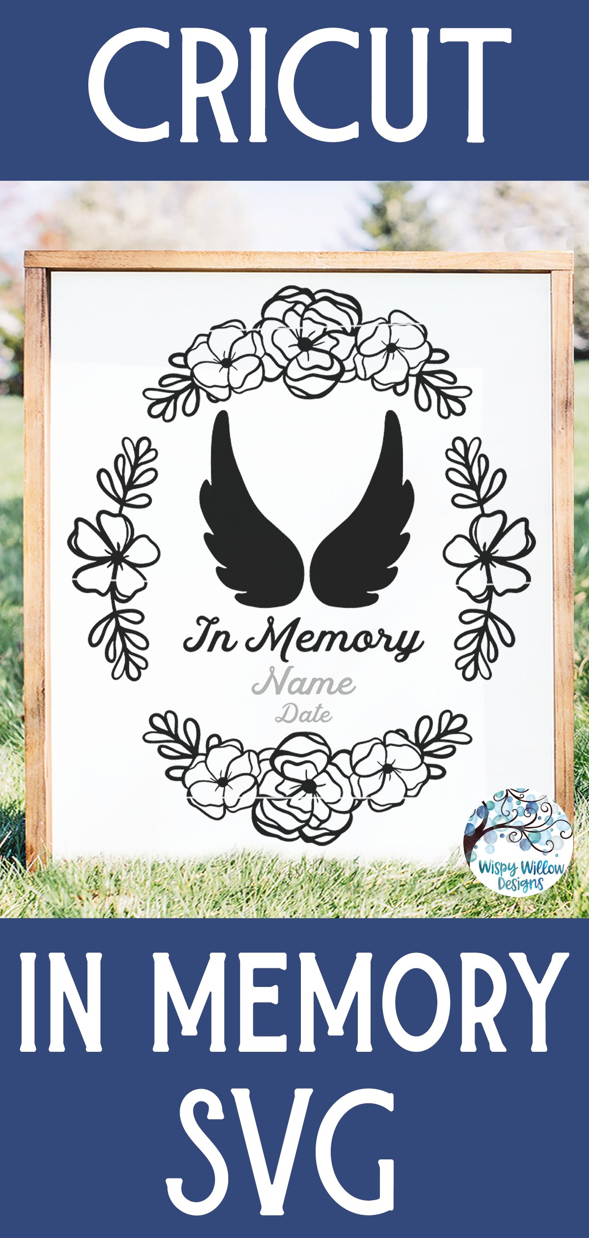 In Memory of Sign with Angel Wings SVG | Memorial SVG