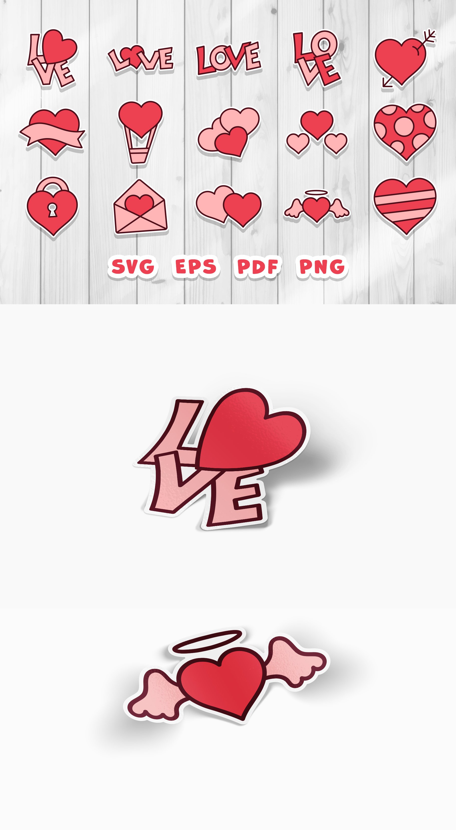 Valentine Stickers Clipart Bundle