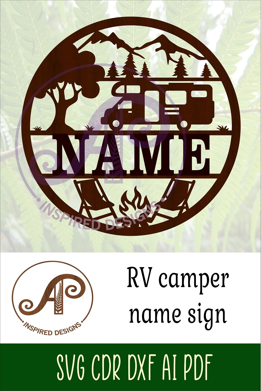 RV camper name sign svg laser cut template