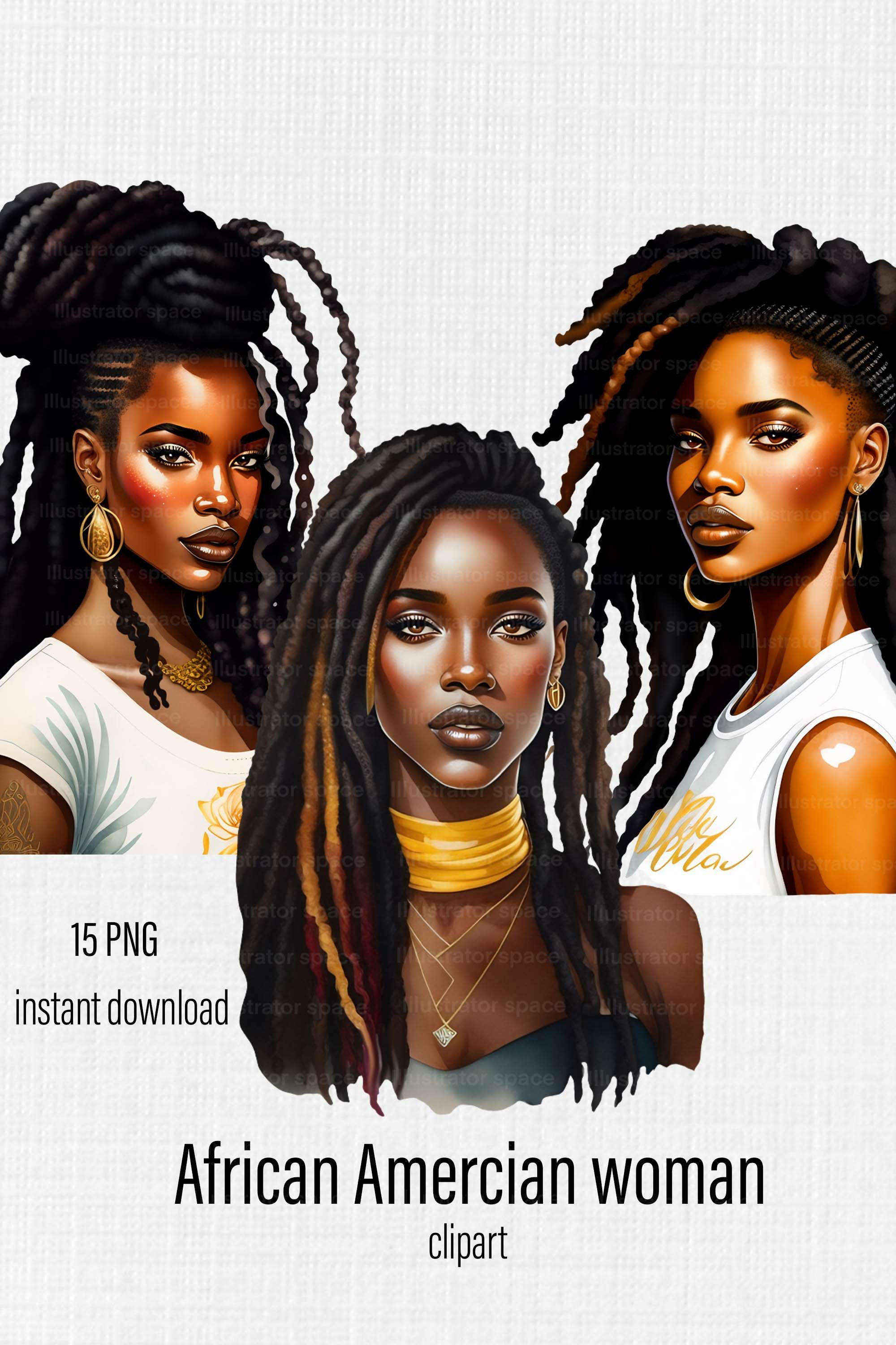 Gorgeous African American woman with dreadlocks clipart