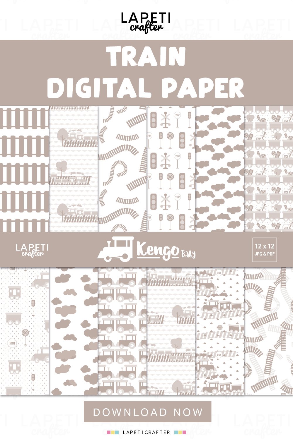 Neutral Baby Scrapbook Paper | Train Tracks & Nursery Design