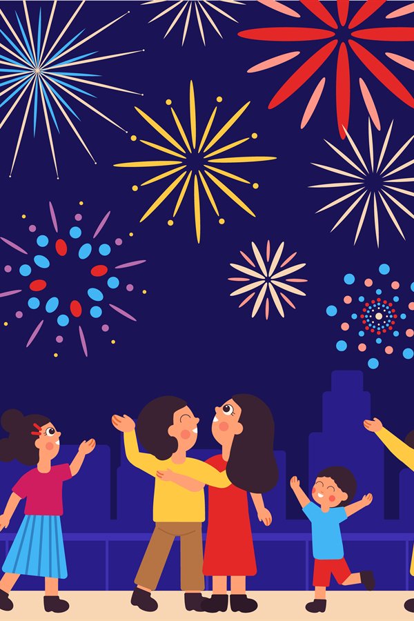 People on fireworks. Night firework, celebrate firecracker o