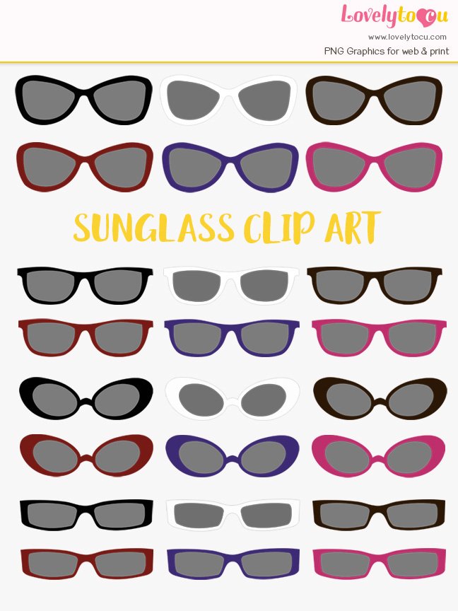 Sun glasses fashion clipart set (557495) | Clipart | Design Bundles