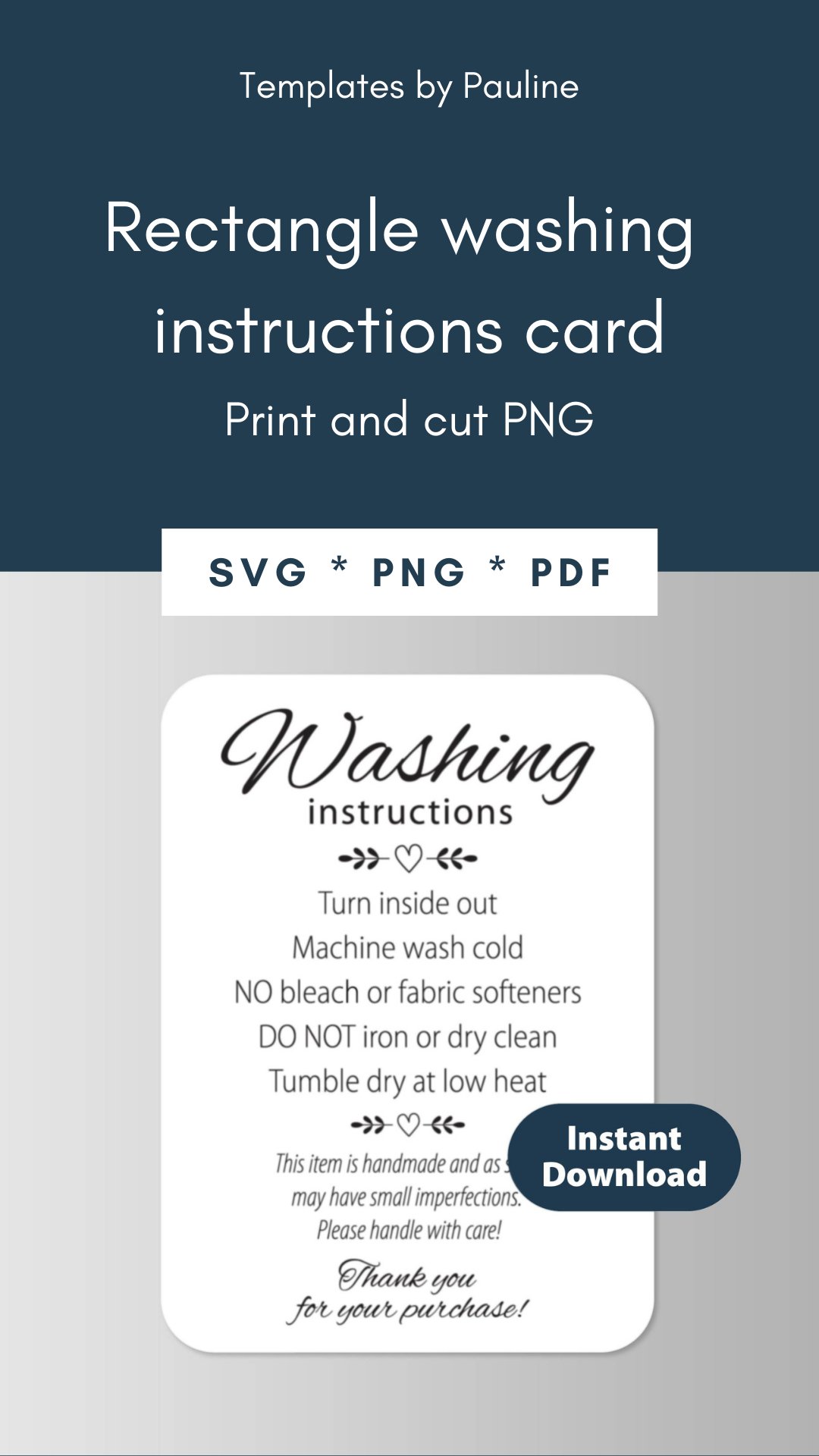 Rectangle washing instructions card. Shirt care sticker SVG.