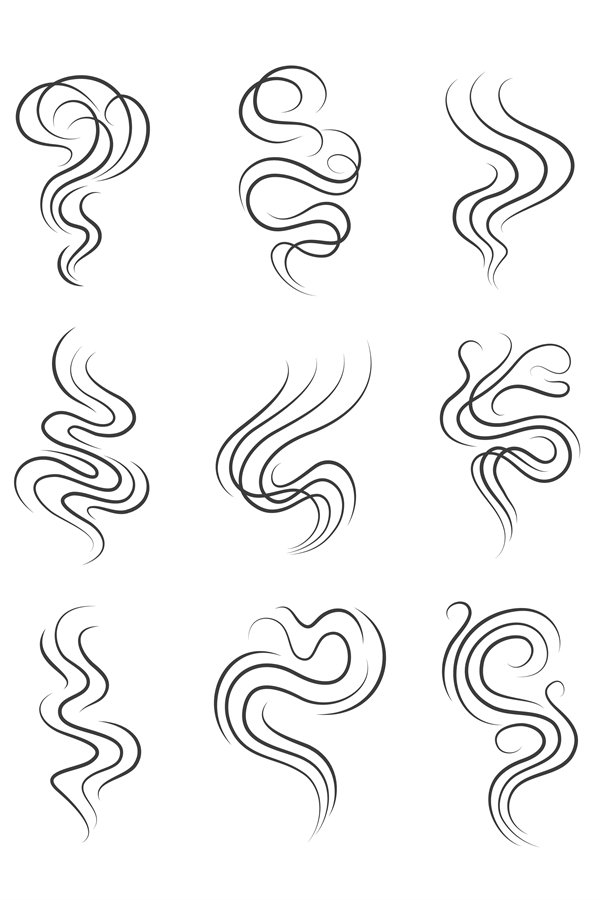 Smoke smell line icons