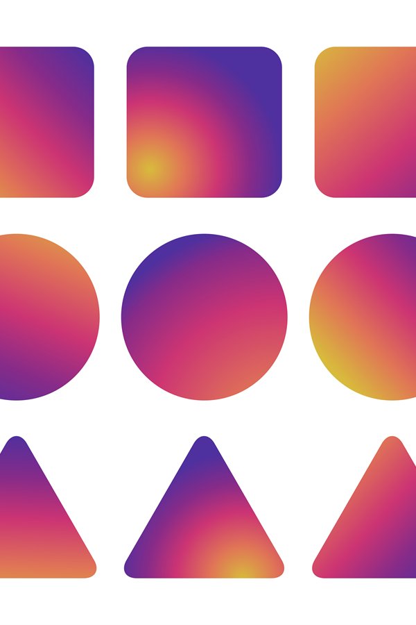 Colorful smooth gradient icons - gradient buttons for social