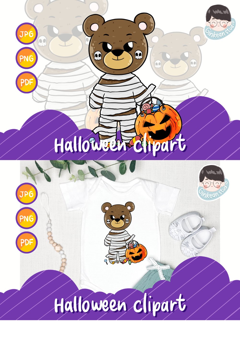 Fantasy animal clipart, bear halloween,Halloween clipart