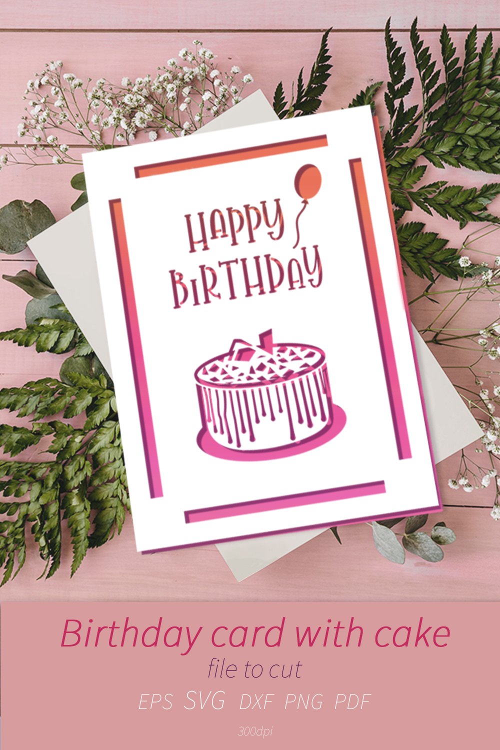 Birthday card with cake. SVG