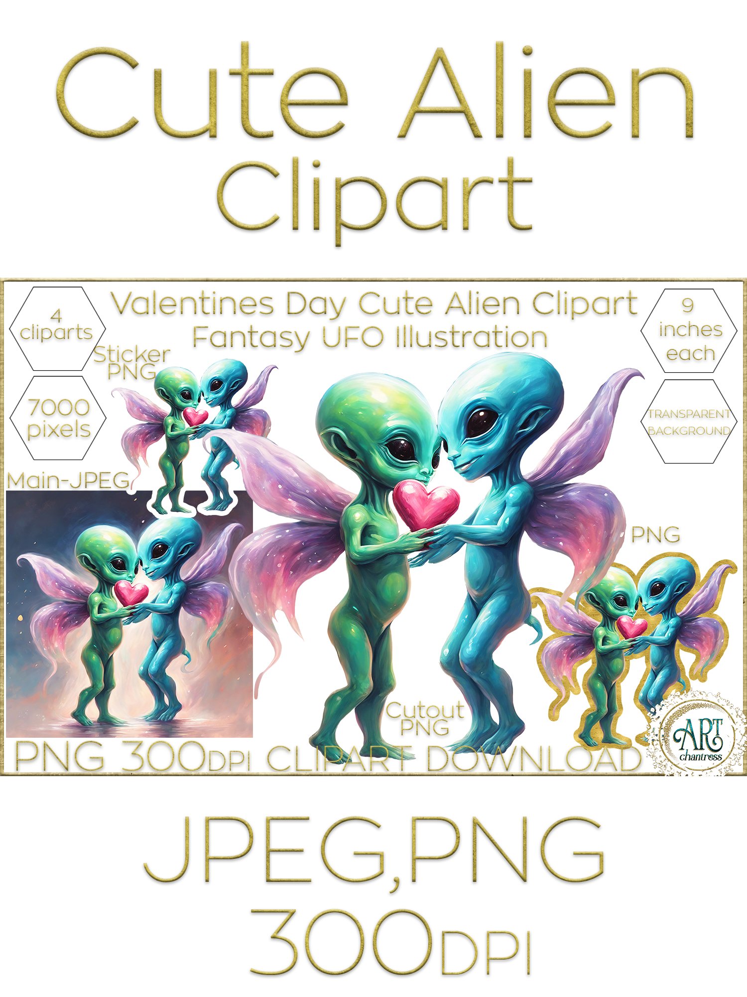 Pastel Goth Clipart Fantasy Alien Valentines Day (3068058)