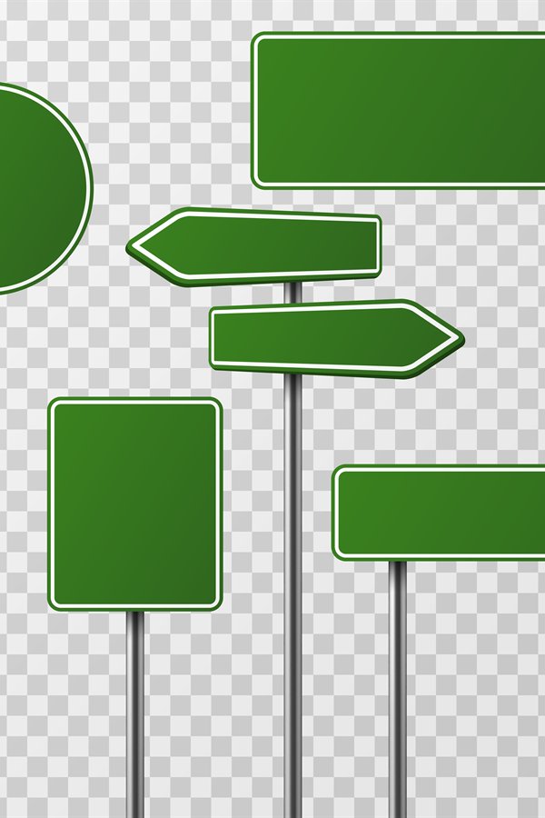 Realistic blank green street and road signs isolated vector