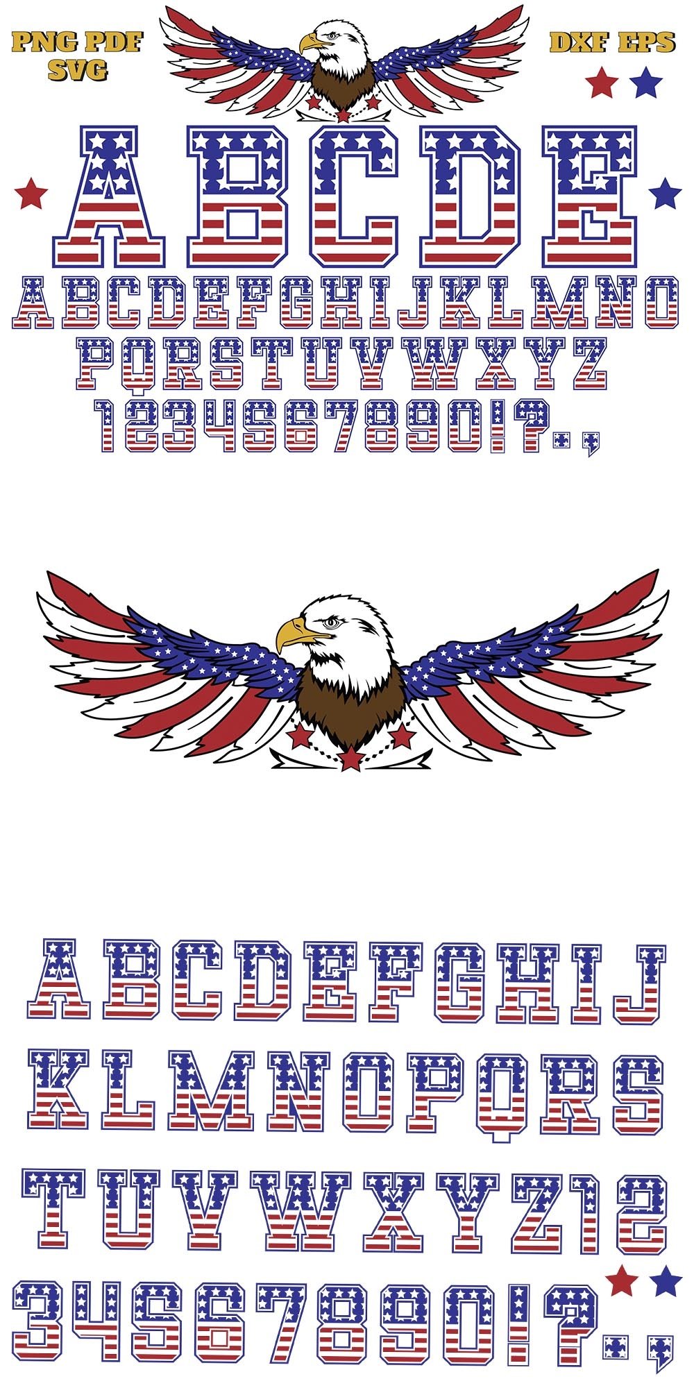 American Flag Letter Alphabet Numbers American Eagle